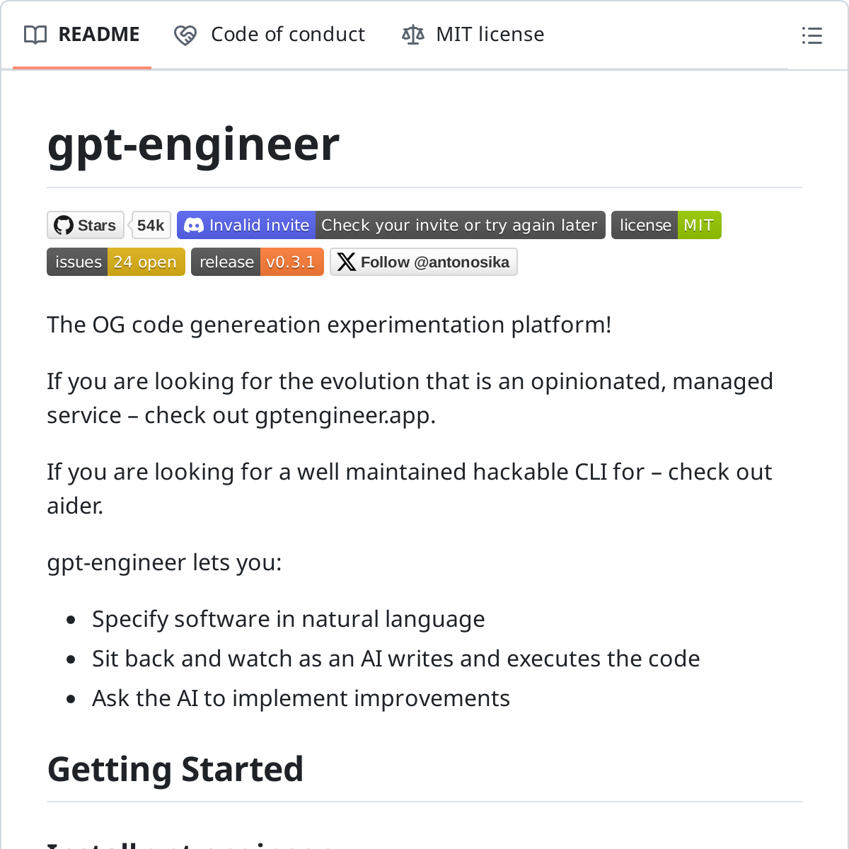 GPT Engineer | 代码助手
