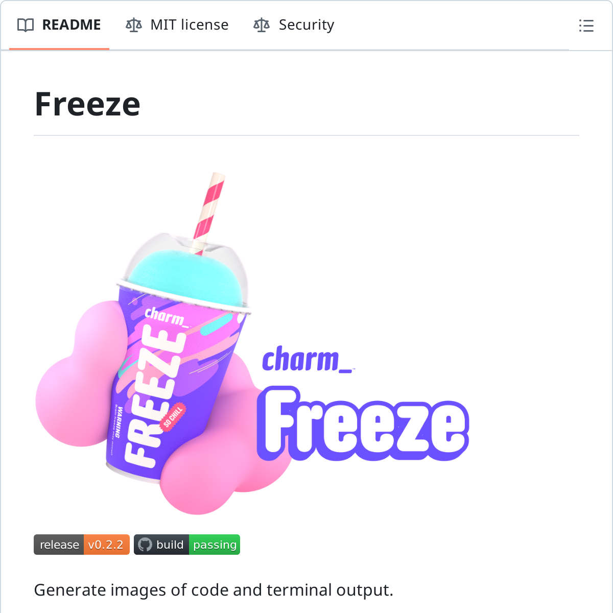 Freeze | 将代码与终端结果转图片的工具