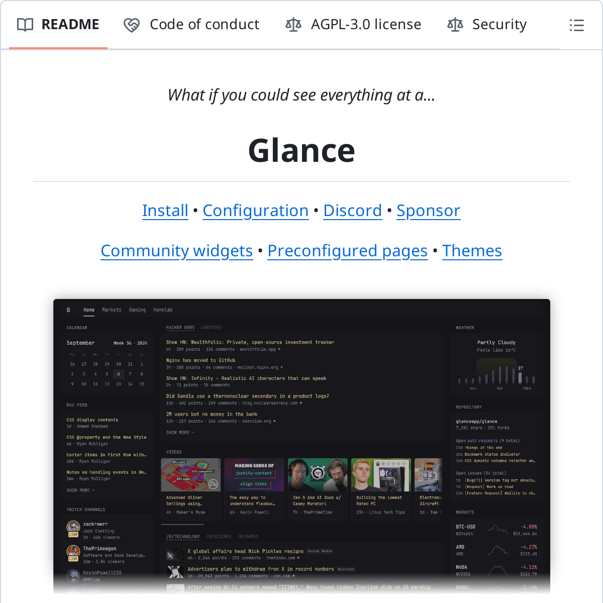 Glance | 开源个人主页工具