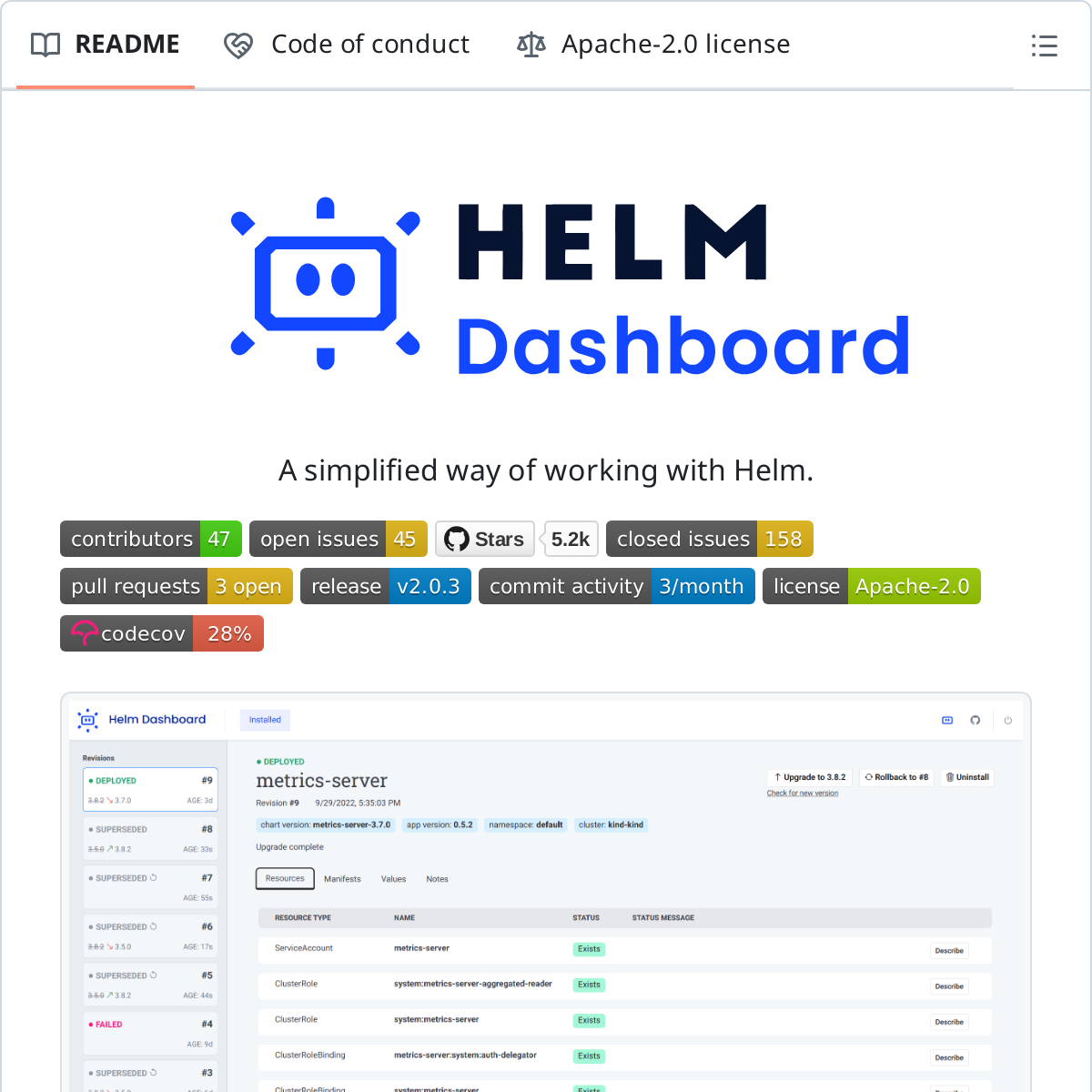 HelmDashboard | 可视化应用管理工具