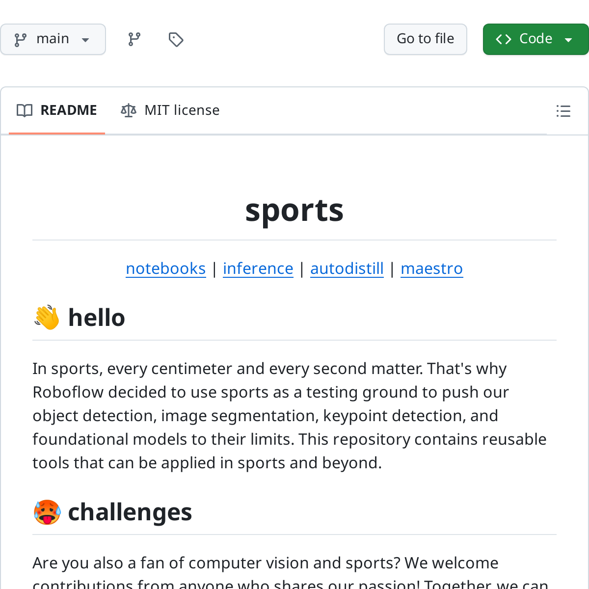 roboflow/sports | 体育赛事结合 AI