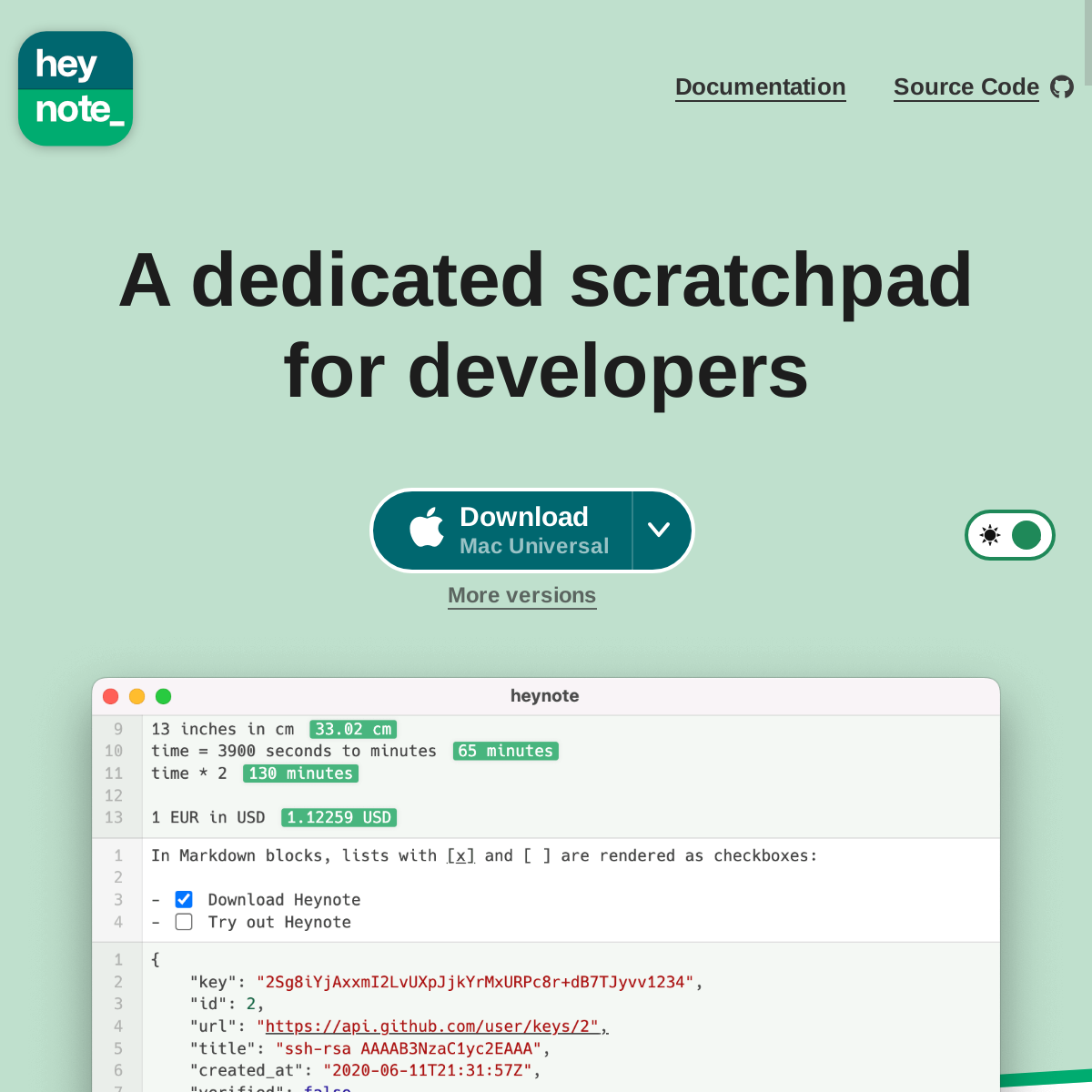 Heynote | 开发者的专属草稿本